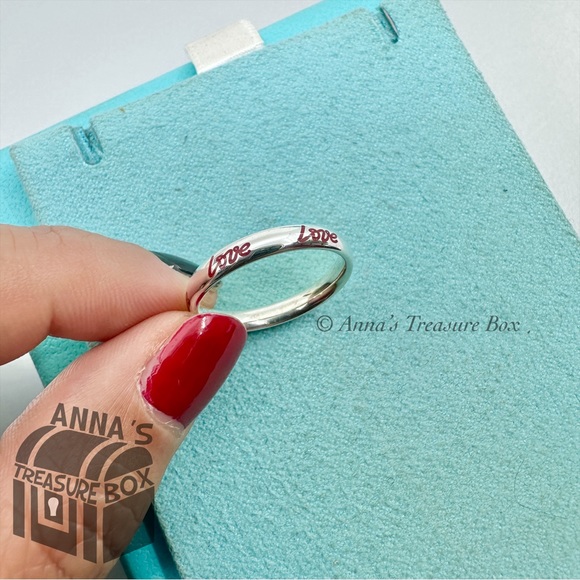 Tiffany & Co. | Jewelry | Tiffany Co 925 Silver Picasso Red Enamel Love Ring Size 625 Pouch ...